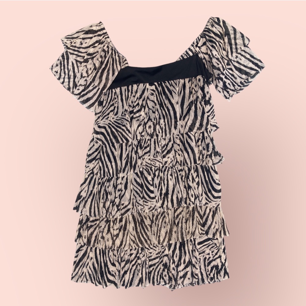 Y2k Sparkle Zebra Tulle Tiered Zebra Dress Stretchy G… - Gem